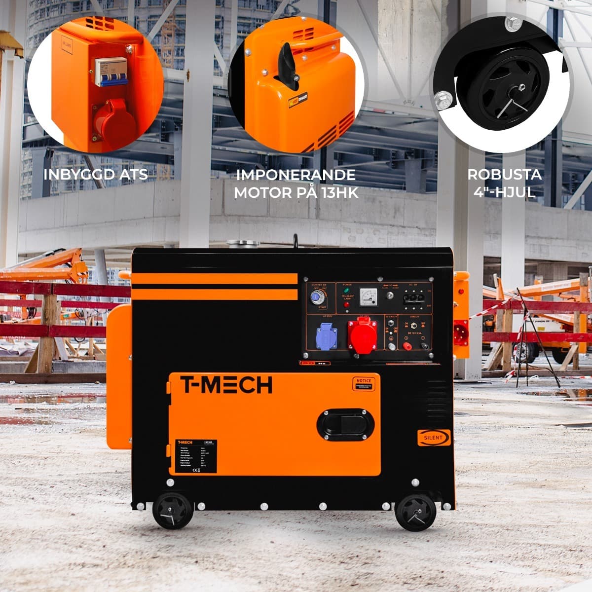 T-Mech Silent Tre-Fas Diesel Generator 400V - Elkjøp
