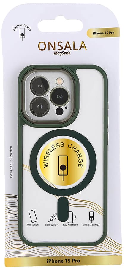 Onsala iPhone 15 Pro Bumb MagSeries deksel (grønn) - Elkjøp