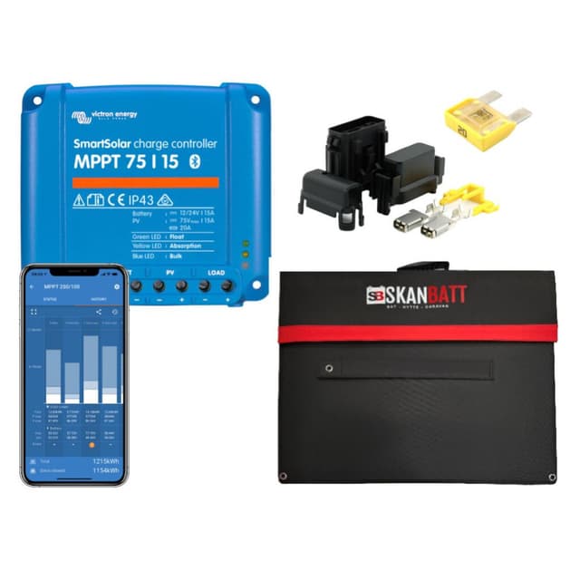 SKANBATT Solcellepakke 12V Båt Sammenleggbar 220W Victron 15A MPPT ...