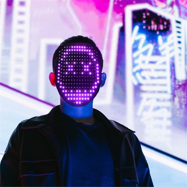 RGB LED Mask Gesture Face - Changing Glowing Mask Halloween Party ...