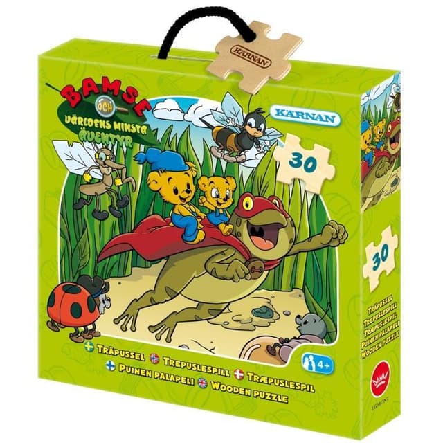 Kärnan Askpussel i trä 30 bitar Bamse och världens minsta äventyr ...