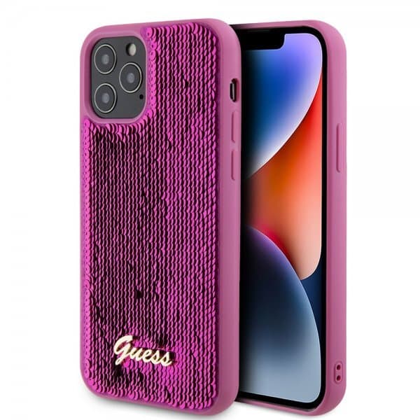 Guess iPhone 12/iPhone 12 Pro Skal Sequin Fuschia - Elgiganten - Elgiganten
