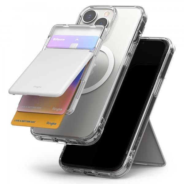 Ringke Magnetic Stand Slot Card Holder MagSafe Clear & Light Gray - Elkjøp