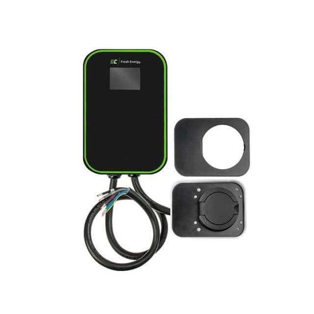 GREENCELL LaddBox Elbil med Uttag EV15RFID Typ2 22kW 32A LCD Svart IP66 ...