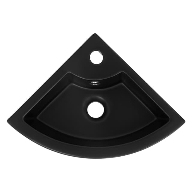Firkantet vask med overløb 46x33x13 cm sort keramik ML-Design ...
