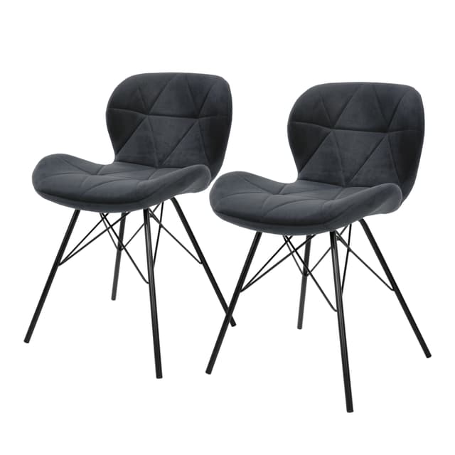 ML-Design 2 matstolar med ryggstöd, antracit med metallben - Elgiganten