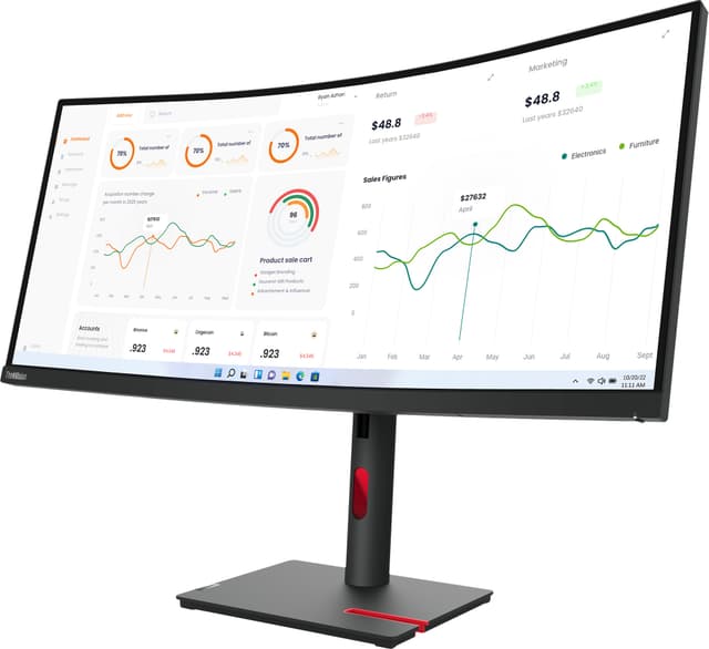 Lenovo ThinkVision T34w-30 34" LCD skjerm 63D4GAT1EU (raven black) - Elkjøp | Elkjøp