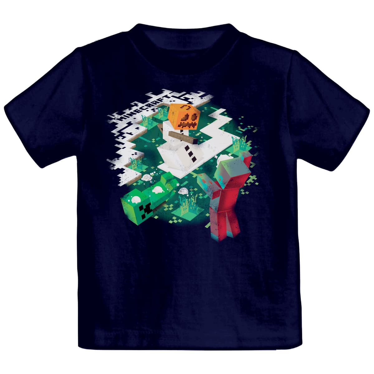 Børne t-shirt Minecraft - Snowball Fight sort (7-8 år) | Elgiganten | Elgiganten