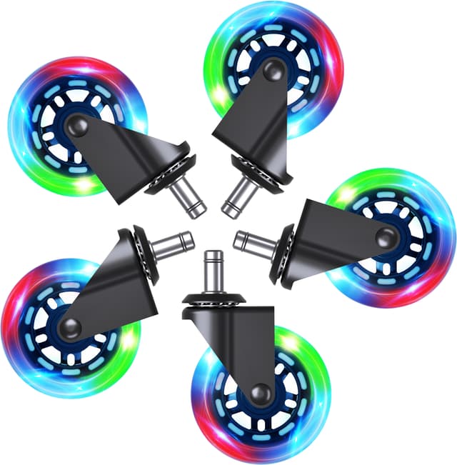 Piranha hjul för gamingstol – 5-pack (RGB) - Elgiganten - Elgiganten