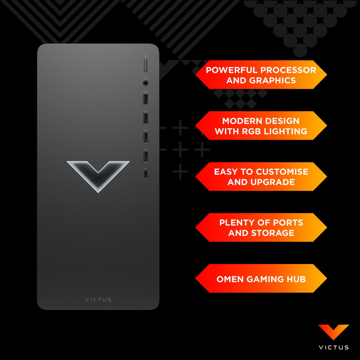 HP Victus 15L R5-5G/8/1000/RX6400 stasjonær gaming-PC - Elkjøp | Elkjøp