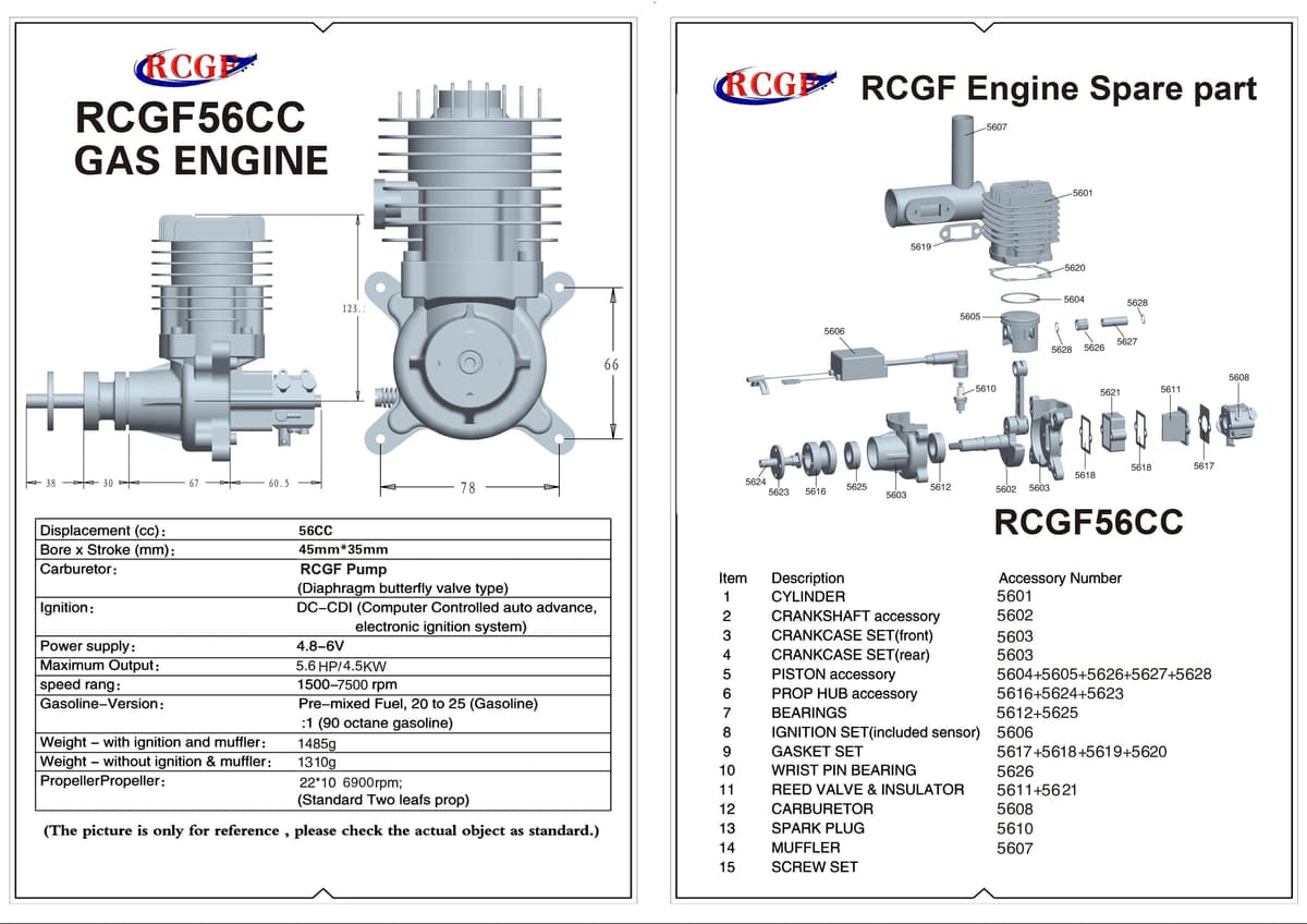 RCGF Pakningssett for 56CC bensinmotor - Elkjøp | Elkjøp