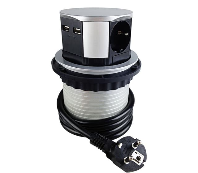 Pop-Up Strømsøyle 3 Stikk 2 USB Lav - Elkjøp | Elkjøp