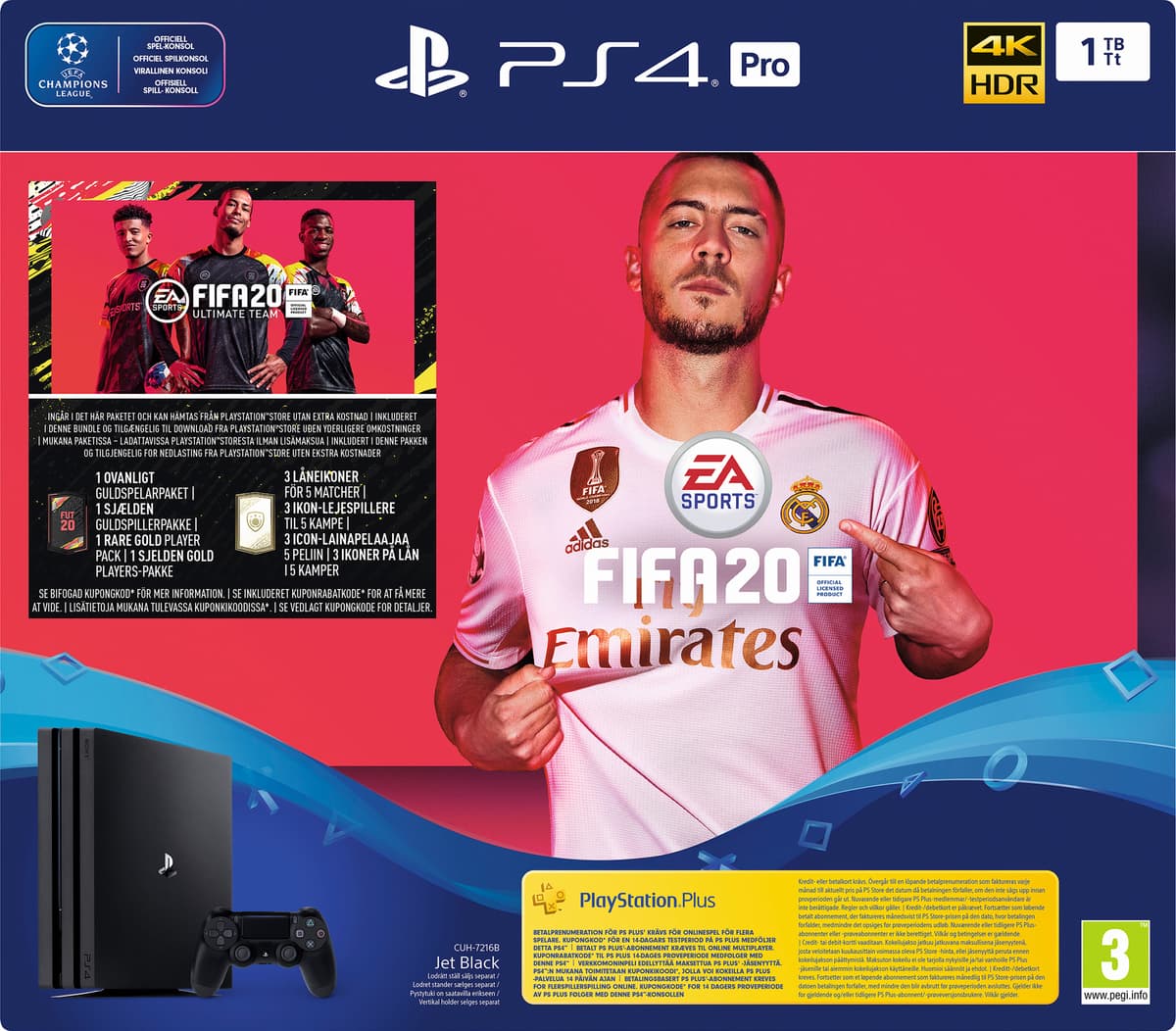 PlayStation 4 Pro 1 TB med FIFA 20 og tilbehør - Elkjøp