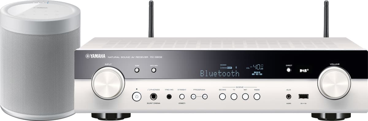 Yamaha 5.1 receiver RX-S601 med MusicCast 20 trådlös högtalare ...