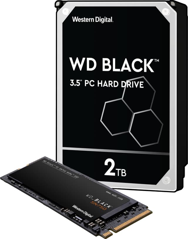 WD Black 3,5" 2 TB harddisk & WD Black SN750 500 GB NVMe SSD-lagring ...