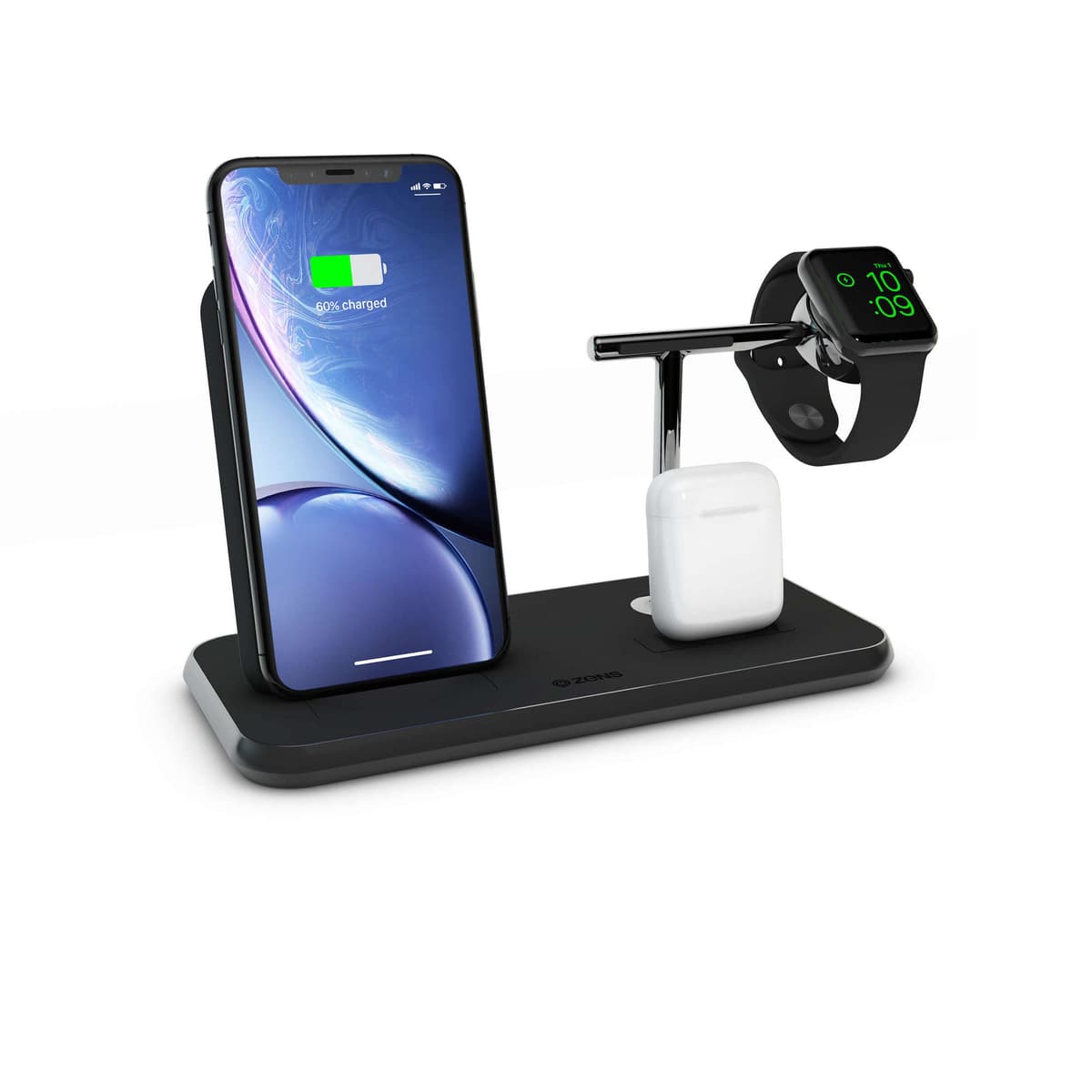 Zens trådløs Qi-lader til iPhone, Apple Watch og AirPods (sort) - Elkjøp
