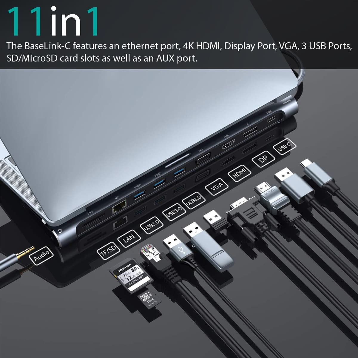 Promate BASELINK-C1 Dockningsstation med 87W PD HDMI 4K 30Hz UHD ...