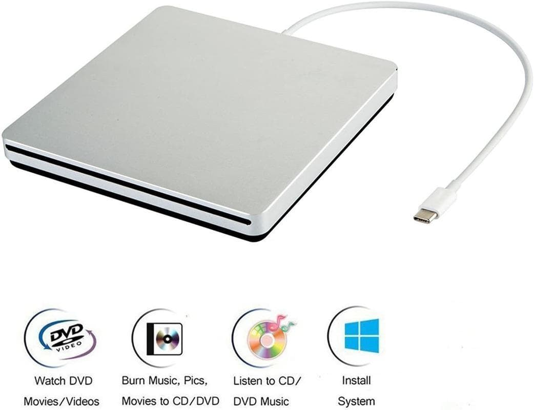 Ulkoinen CD- ja DVD-soittimen optinen asema USB-C Silver - Gigantti