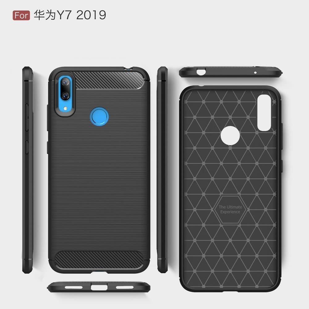 Huawei Y7 2019 Karbonfiber Teksturdeksel - Svart - Elkjøp