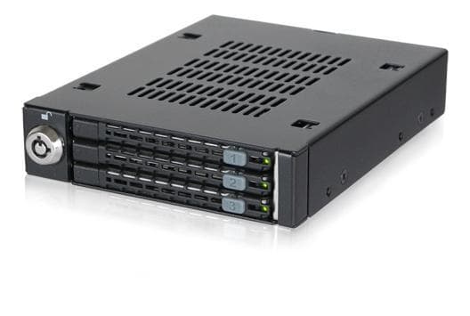 3x 2.5" to 1x 3.5" bay mobile rack SATA metal keylock black ...