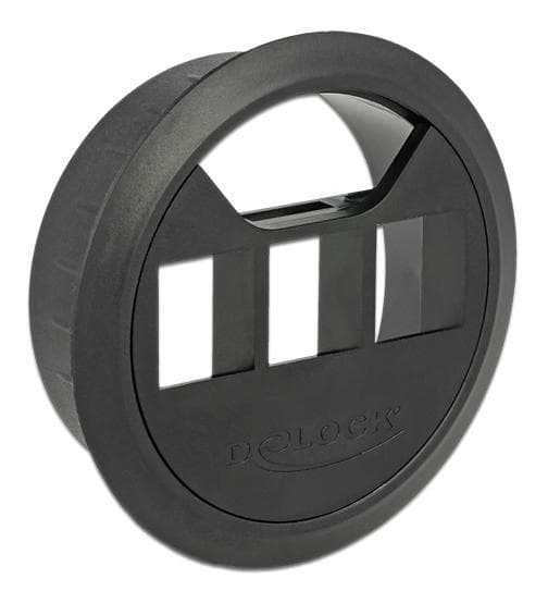 DeLOCK Keystone mounting, 3-port, 60mm, plastic, black - Elkjøp
