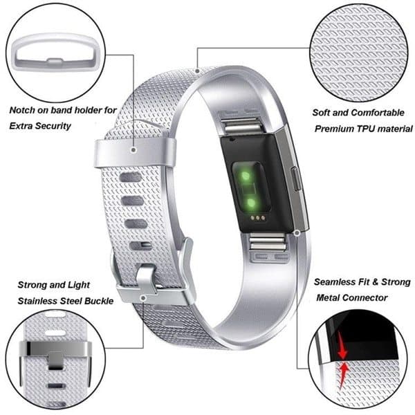 Sølvfarvet rem til FITBIT Charge 2 | Elgiganten | Elgiganten