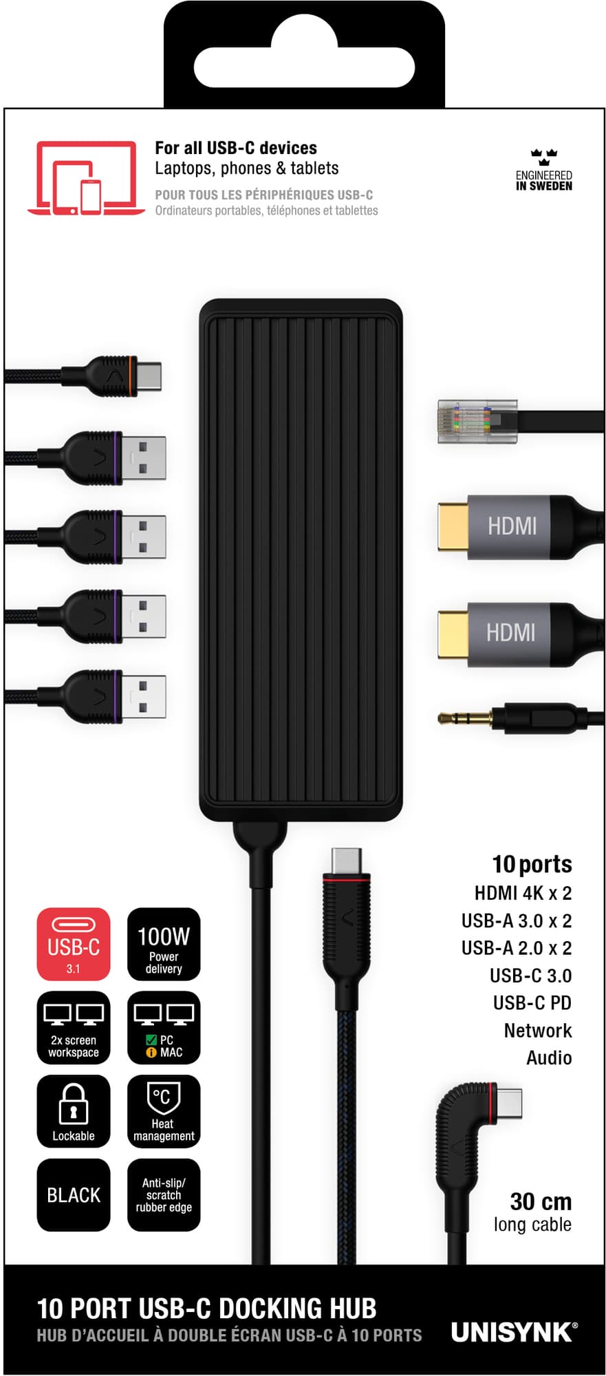 Unisynk 10-Port USB-C hub (sort) - Elkjøp