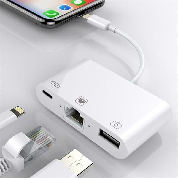 iPhone/iPad hub fra lightning til Ethernet + USB + Lightning - Elkjøp ...