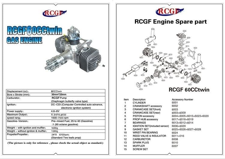RCGF 60CC Twin Boxermotor CNC med CM6 plugg - Elkjøp | Elkjøp