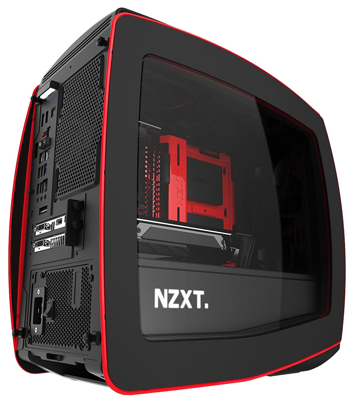 NZXT Manta Mini ITX PC-kabinett (matt sort/rød m/vindu) - Elkjøp