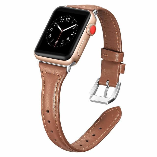 Apple Watch armbånd 38 mm ekte lær - brun - Elkjøp