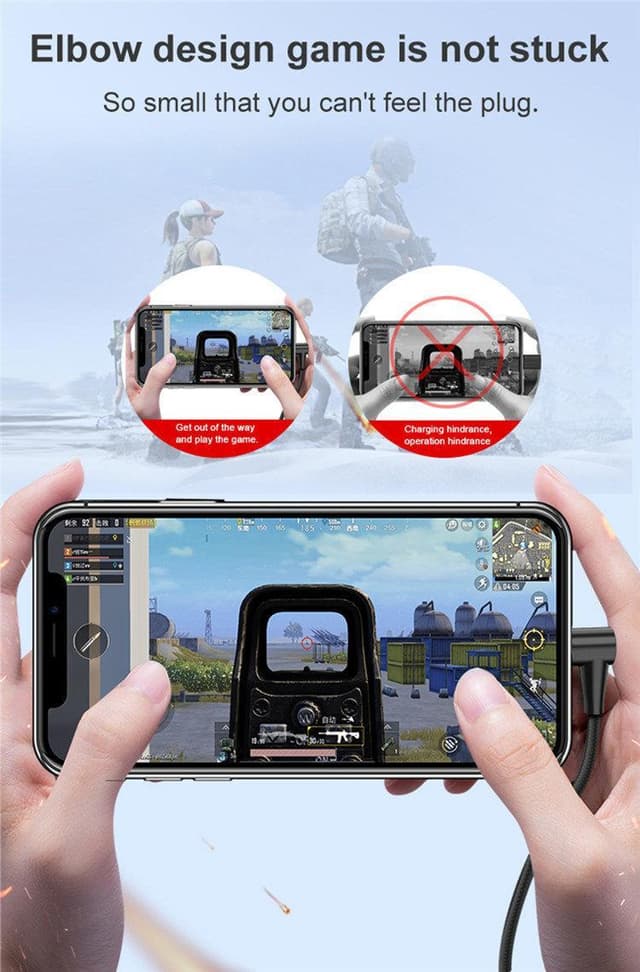 Magnetisk L-formet ladekabel USB-C, Micro USB og Lightning stik ...