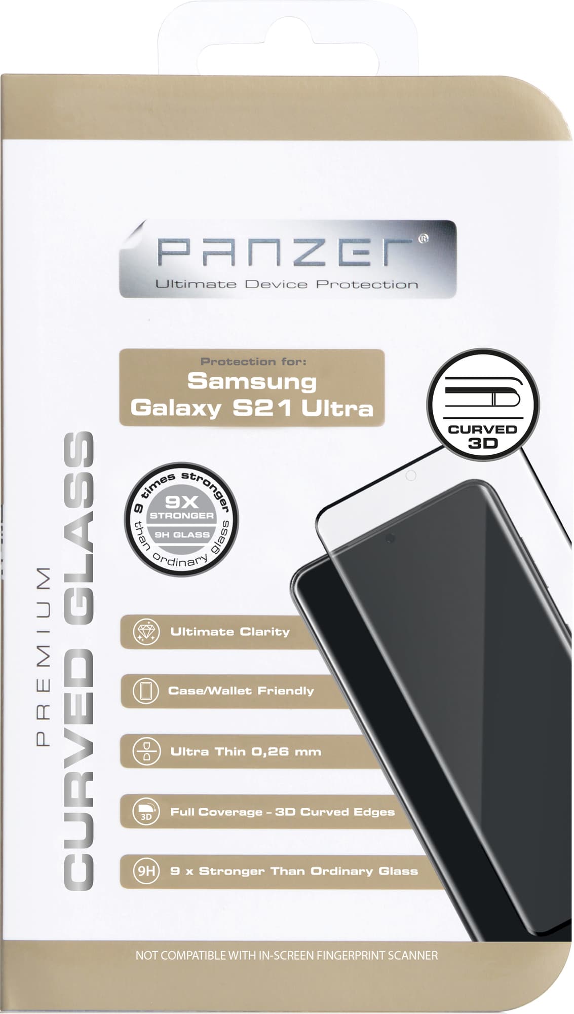 Panzer Full-Fit Samsung Galaxy S21 Ultra skjermbeskytter (sort ...