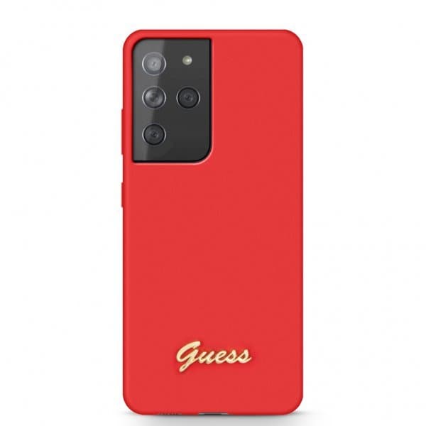 Guess Samsung Galaxy S21 Ultra Deksel Metal Logo Rød - Elkjøp