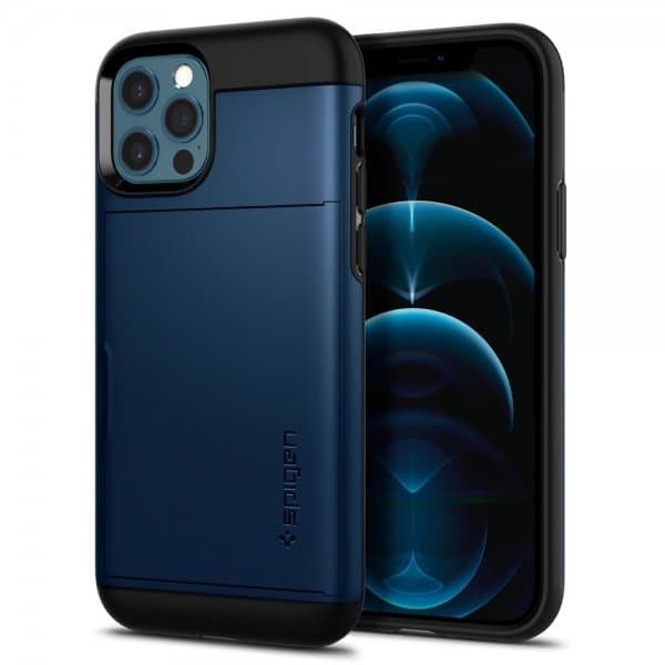Spigen iPhone 12/iPhone 12 Pro Deksel Slim Armor CS Navy Blue - Elkjøp | Elkjøp