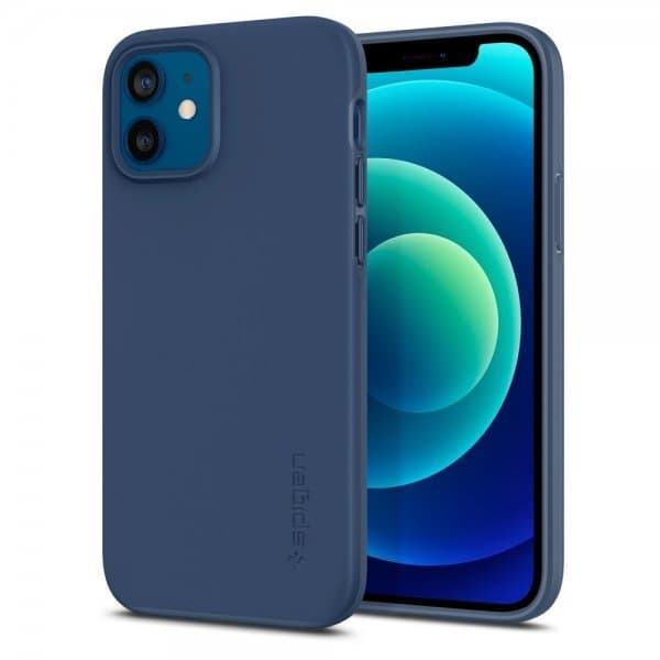 Spigen iPhone 12 Deksel Thin Fit Deep Blue - Elkjøp