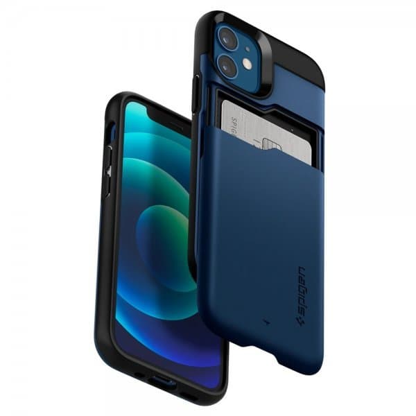 Spigen iPhone 12 Mini Deksel Slim Armor CS Navy Blue - Elkjøp