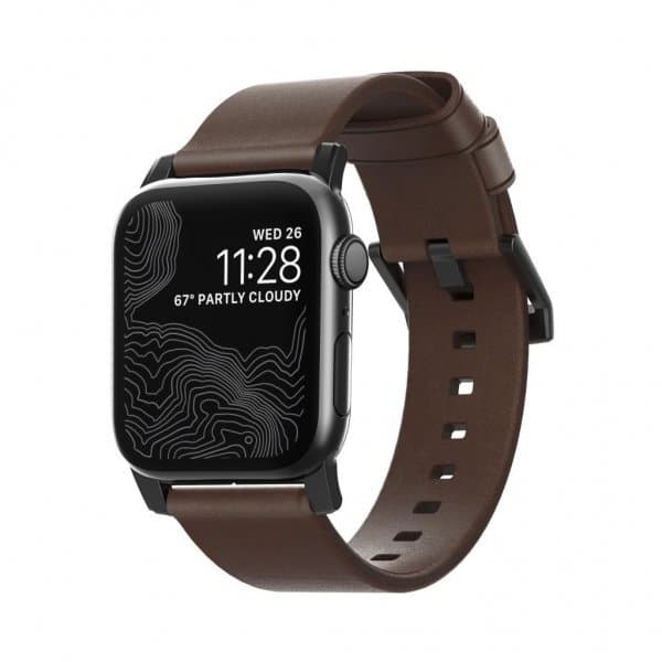 NOMAD Apple Watch 40/38mm Armbånd Modern Strap Svart/Rustic Brown - Elkjøp