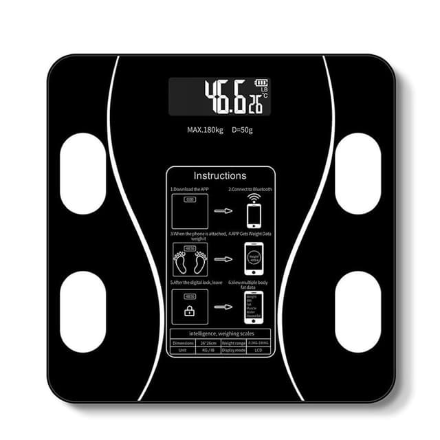 Digitaalinen henkilökohtainen asteikko, Bluetooth, musta - Gigantti