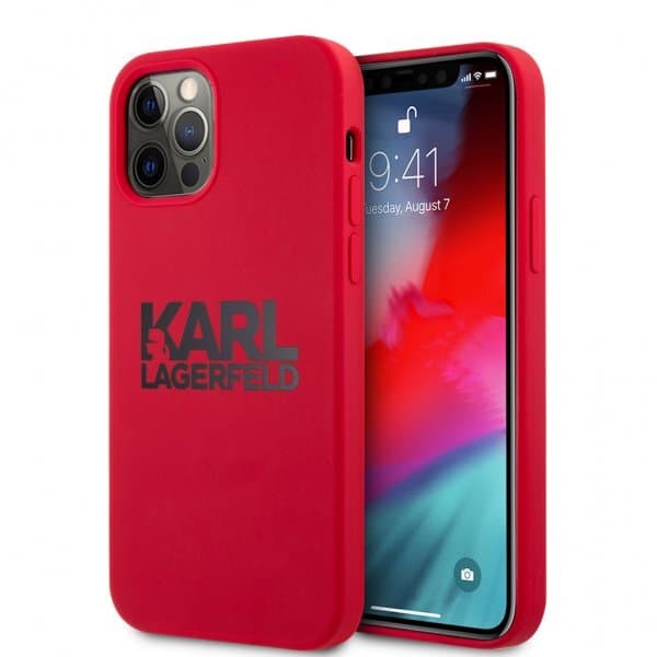 Karl Lagerfeld iPhone 12/iPhone 12 Pro Deksel Stack Logo Svart Rød - Elkjøp