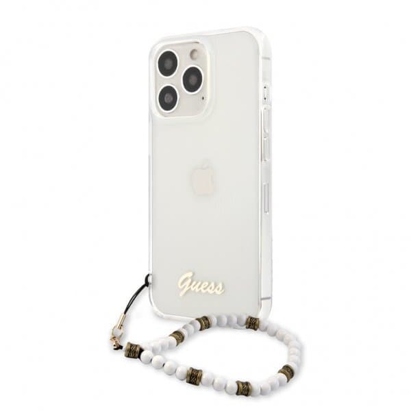 Guess iPhone 13 Pro Max Skal Pearl Handle Script Logo Vit - Elgiganten