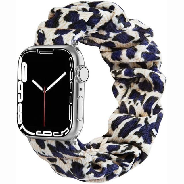 Scrunchie Elastiskt Armband Apple Watch 7 (41mm) - Leopard Blå ...