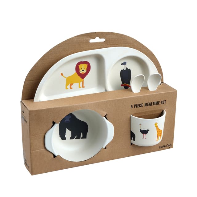 Safari Animals - 100% Melamine 5 pcs package (4 room plate, bowl ...