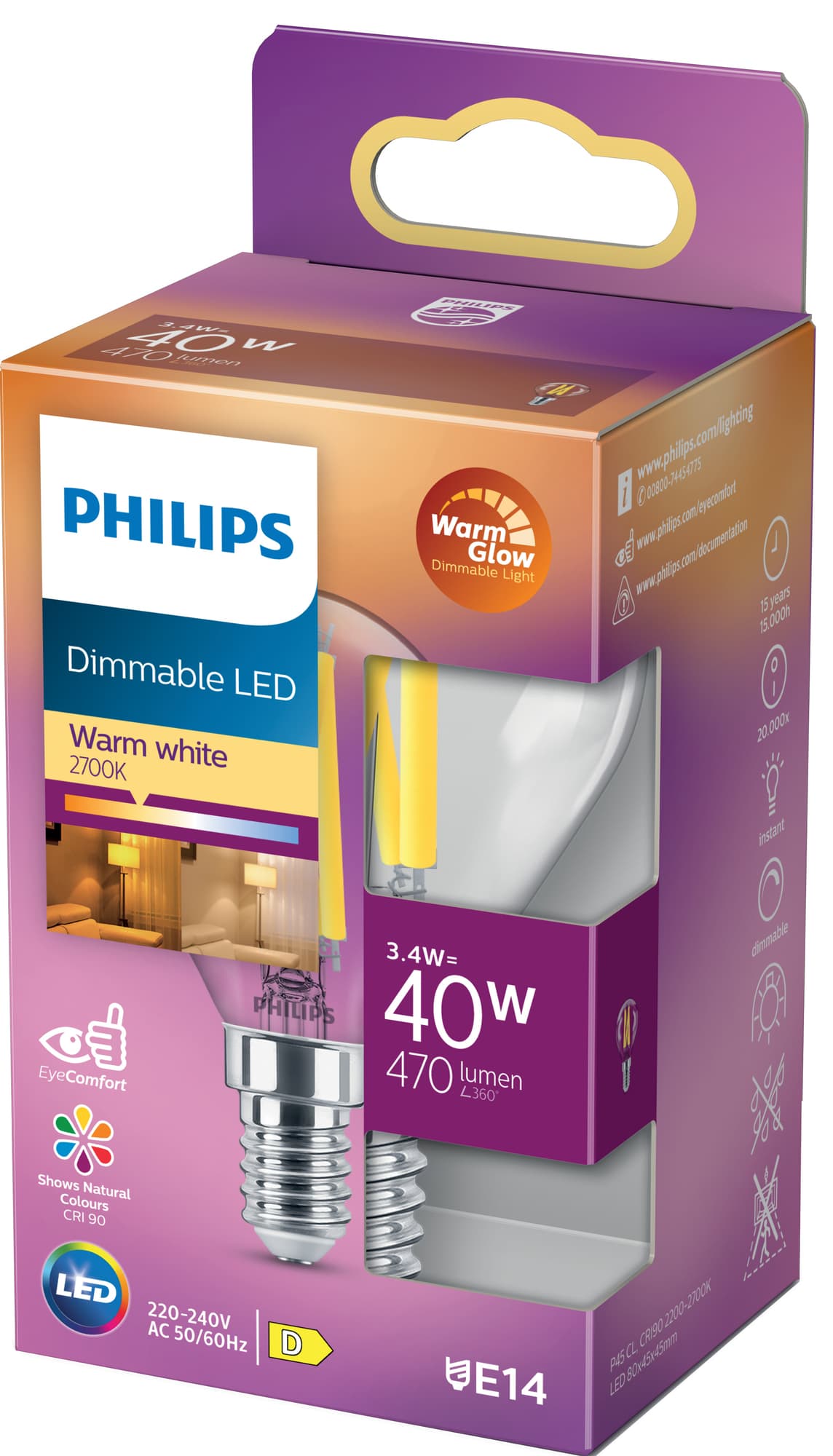 Philips Lustre LED-lampa E14 - Elgiganten