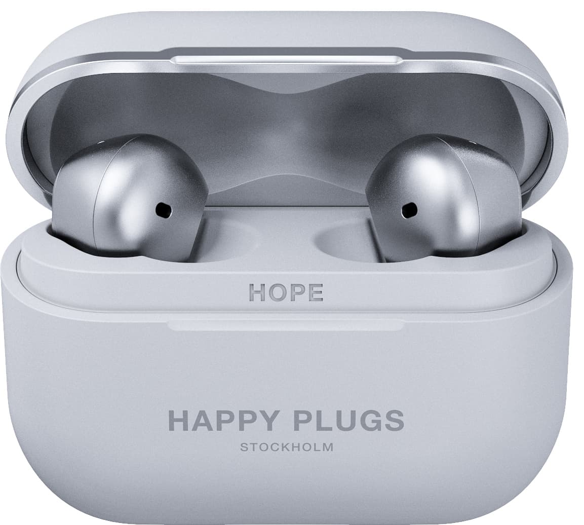Happy Plugs Hope helt trådløse in-ear hodetelefoner (sølv) - Elkjøp