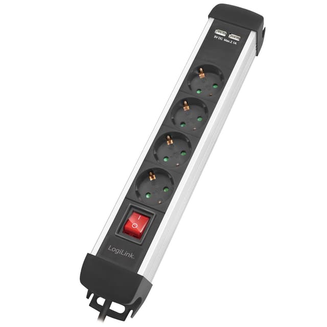 Grenuttag 4-väg 2xUSB Brytare 1,5m monterbar - Elgiganten