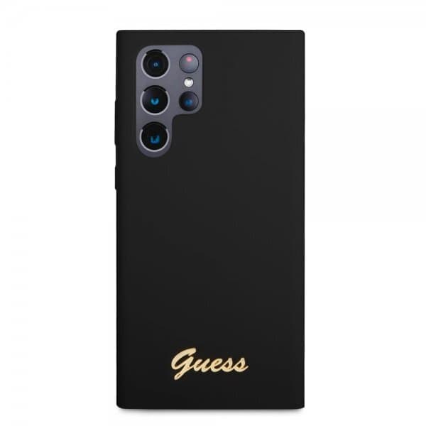 Guess Samsung Galaxy S22 Ultra Deksel Script Metal Logo Svart - Elkjøp