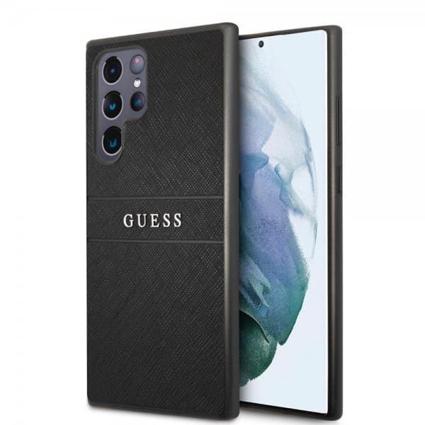Guess Samsung Galaxy S22 Ultra Deksel Saffiano Metal Logo Svart - Elkjøp