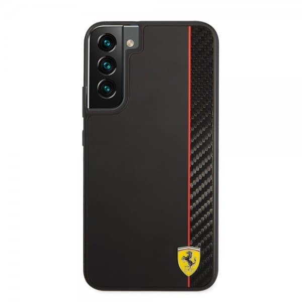 Ferrari Samsung Galaxy S22 Plus Deksel Vertical Stripe Metal Logo Svart ...