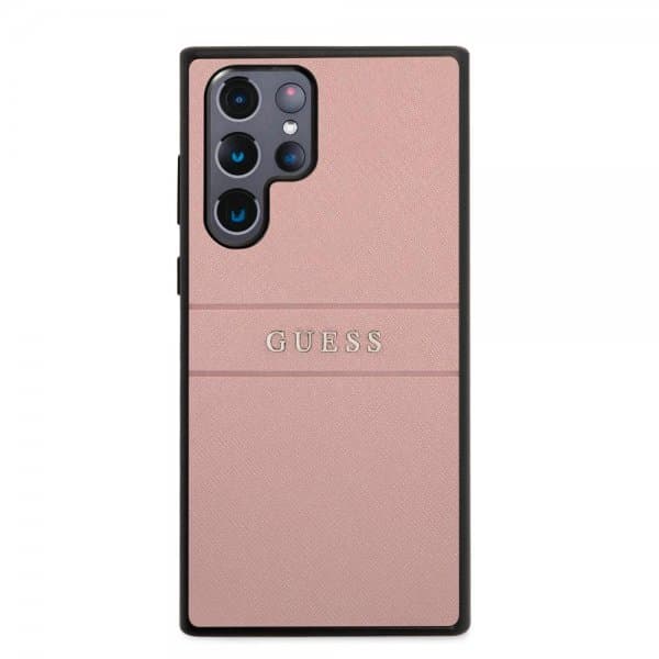 Guess Samsung Galaxy S22 Ultra Deksel Saffiano Metal Logo Rosa - Elkjøp